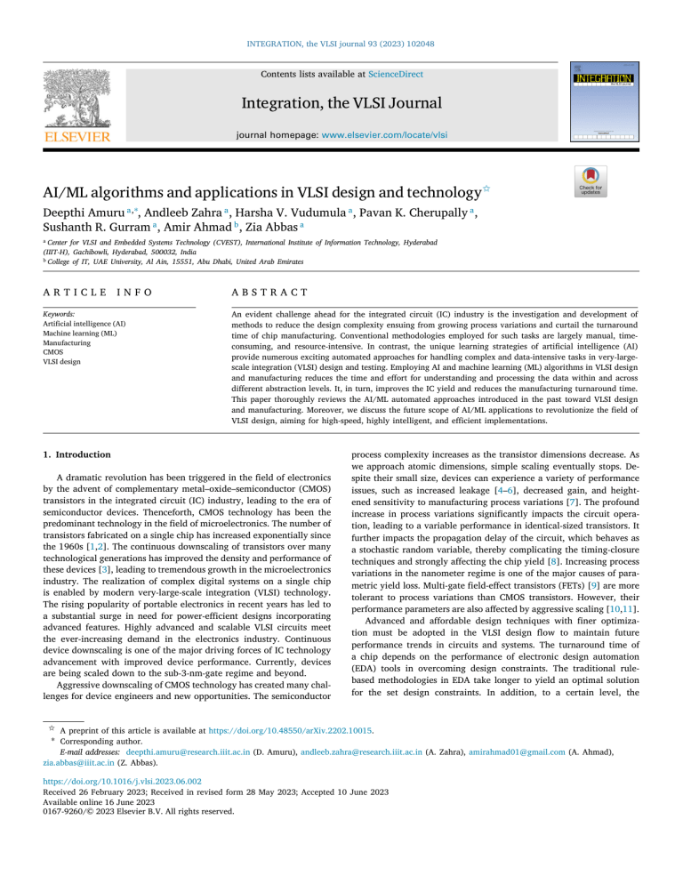 AI/ML Algorithms & Applications in VLSI Design & Technology Review