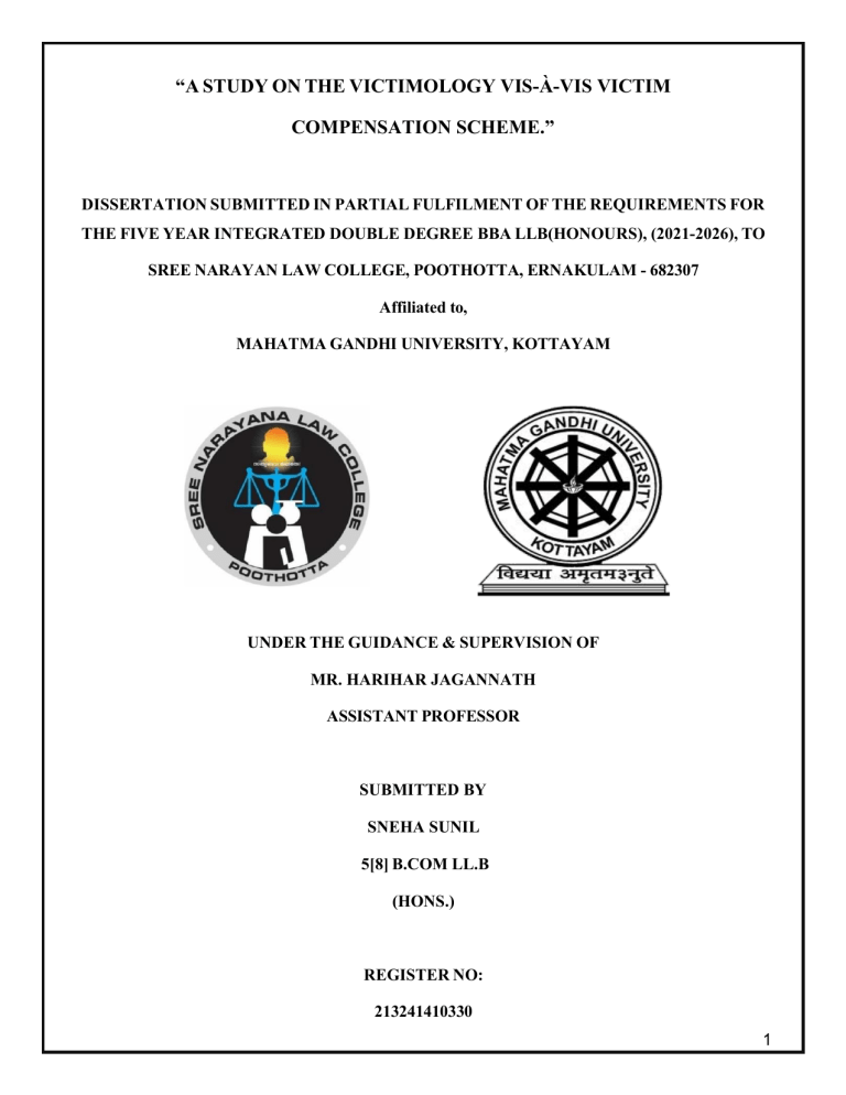 Victimology and Victim Compensation Scheme: An Integrated Law Study