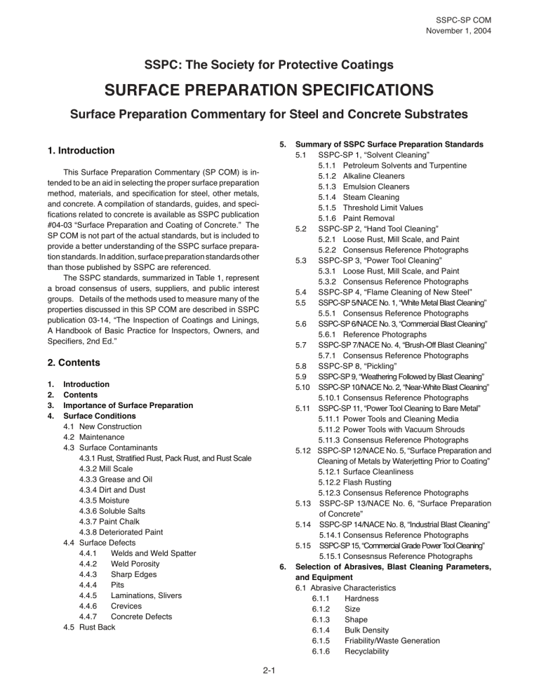 SSPC-SP COM: Surface Preparation Commentary for Steel & Concrete