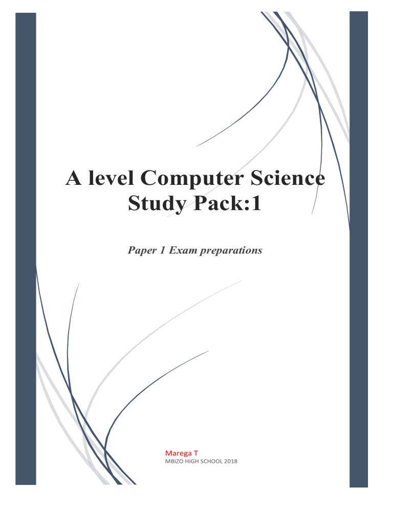 A-Level Computer Science Paper 1 Study Pack