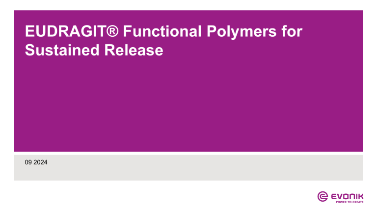 EUDRAGIT® Functional Polymers for Sustained Release | Evonik Health Care