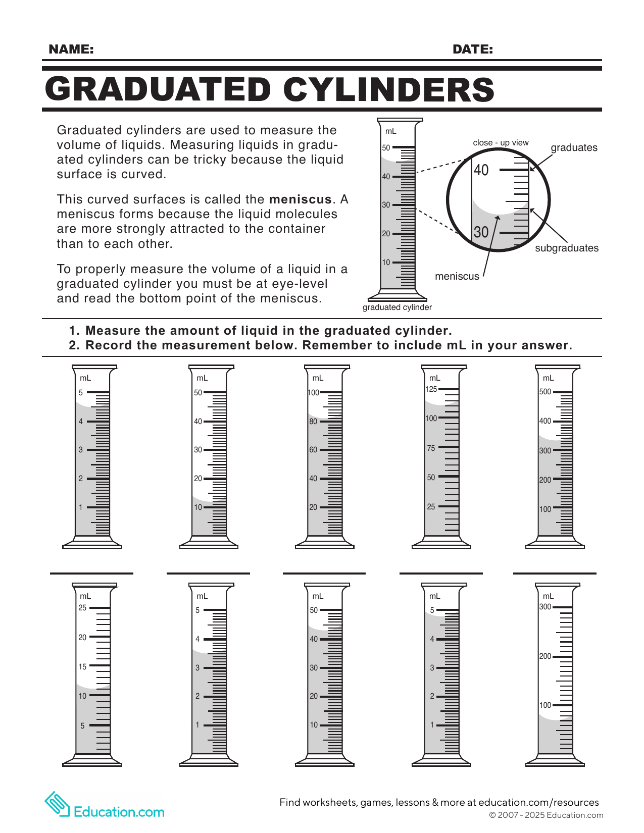 Measuring Cylinder Reading Volume