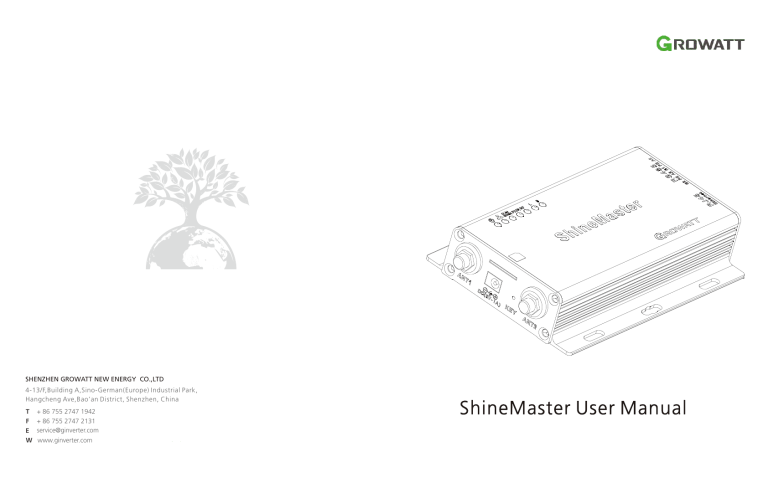 Growatt ShineMaster User Manual: PV Plant Data Logger Installation ...
