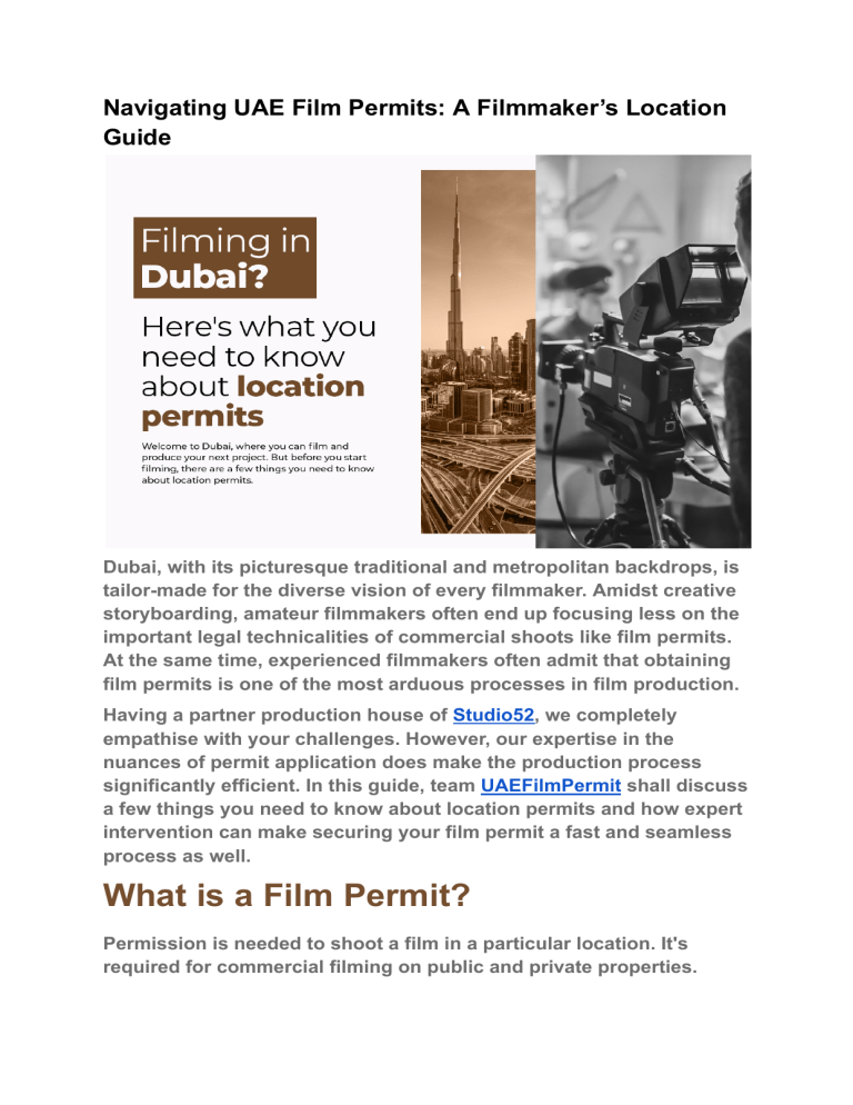 UAE Film Permits: A Filmmaker's Location Guide