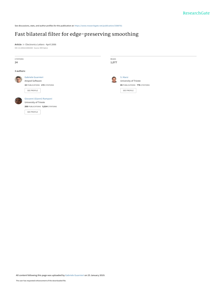 Fast Bilateral Filter for Edge-Preserving Smoothing