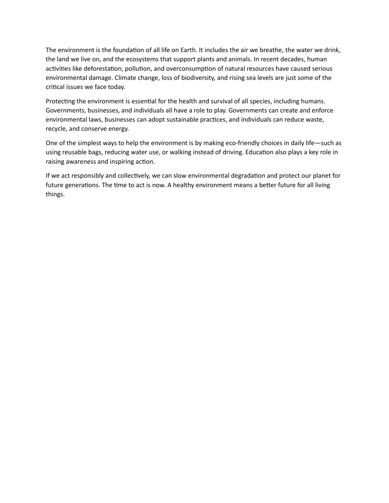 Environmental Protection: Foundation of Life & Sustainable Future
