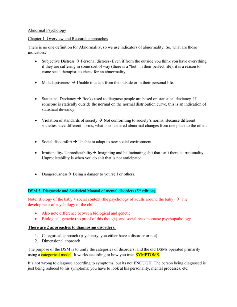 Abnormal Psychology Overview & Research Approaches