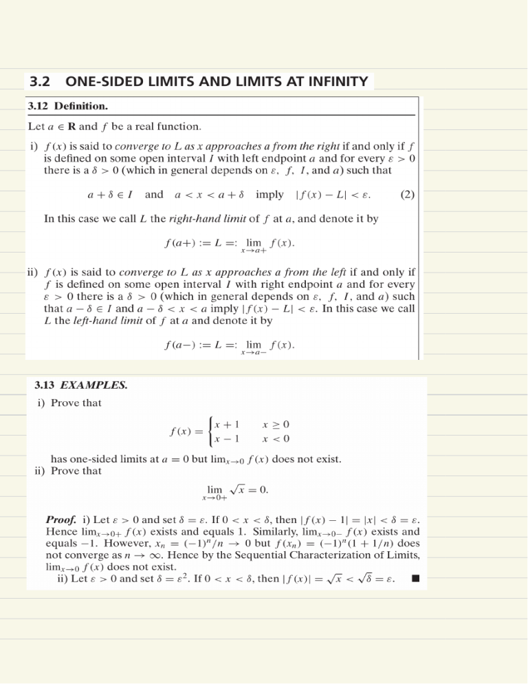 One-Sided Limits & Limits at Infinity: Calculus Definitions & Examples