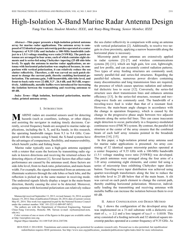 High-Isolation X-Band Marine Radar Antenna Design | IEEE 2014