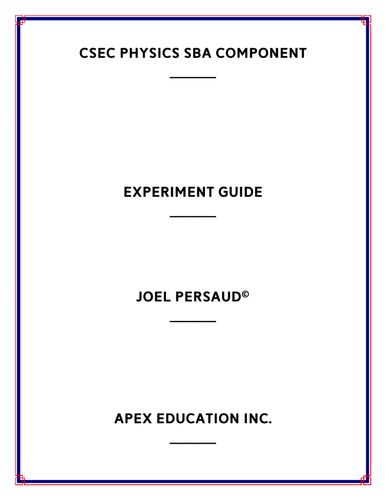 CSEC Physics SBA Experiments: Density, Pendulum, Gravity
