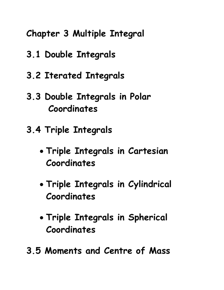 Multiple Integrals: Double & Triple Integrals