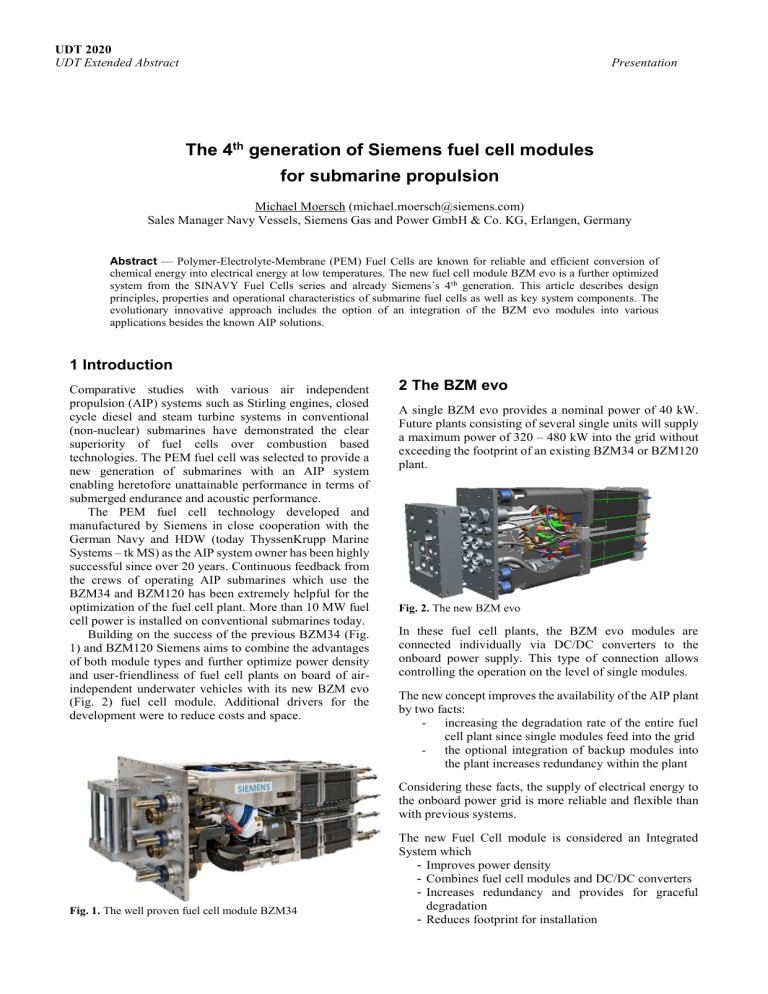 Siemens Fuel Cell Modules for Submarine Propulsion