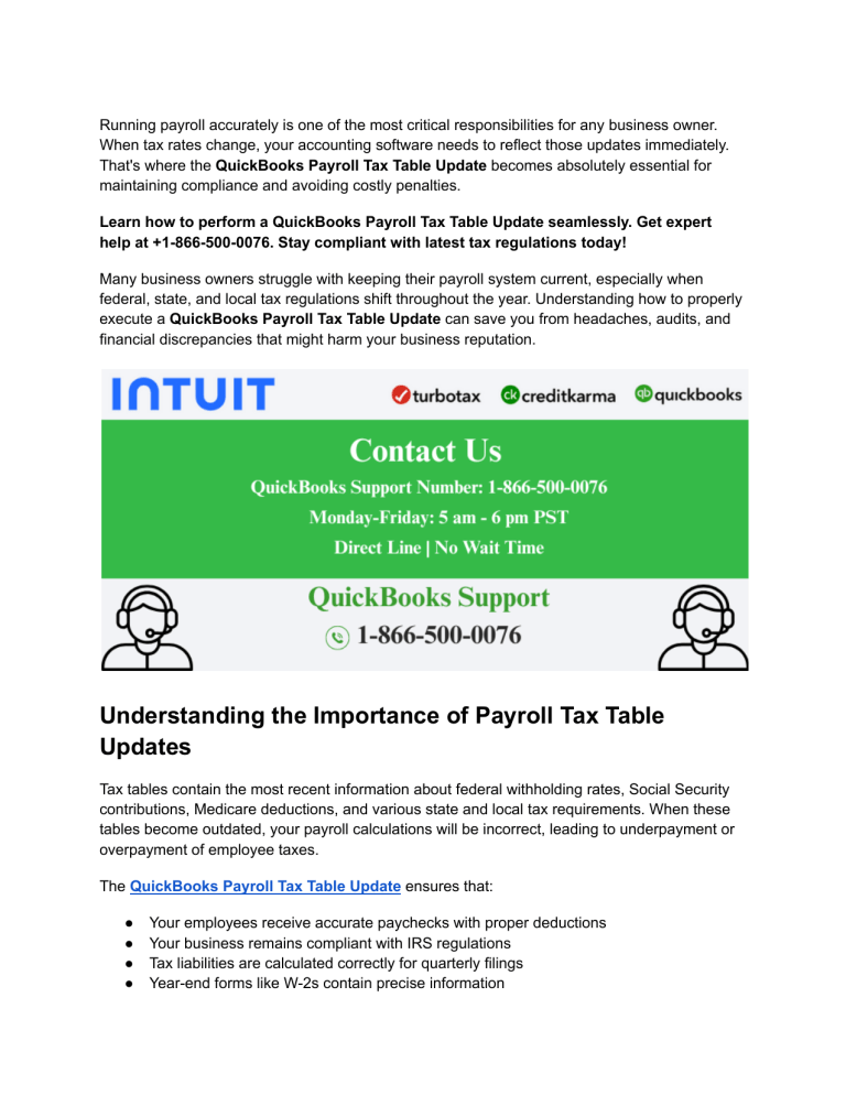 QuickBooks Payroll Tax Table Update Guide