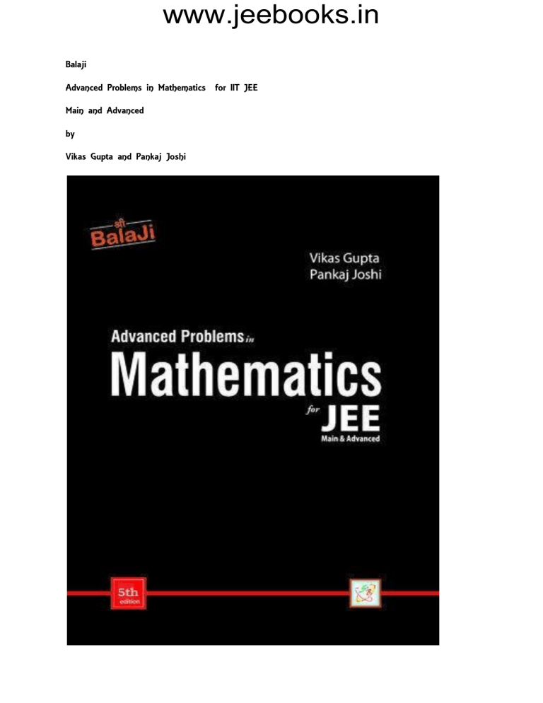 Advanced Problems in Mathematics for IIT JEE