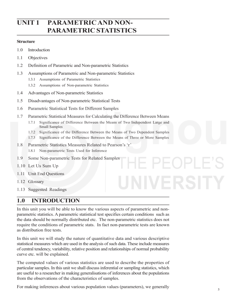 Parametric & Non-parametric Statistics: Definitions & Tests