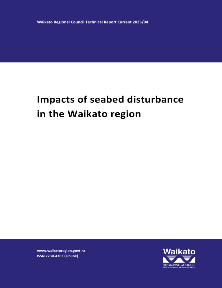 Seabed Disturbance Impacts in Waikato Region: Technical Report 2023/04