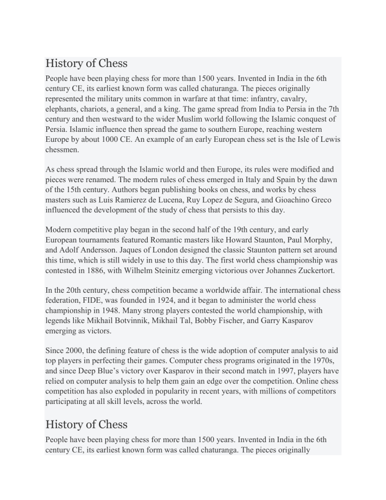 History of Chess: Origins, Evolution, and Modern Play