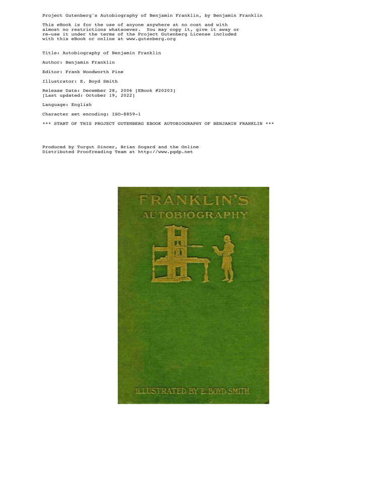 Autobiography of Benjamin Franklin: A Classic American Story