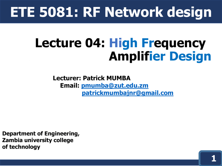 RF Amplifier Design: High-Frequency Techniques