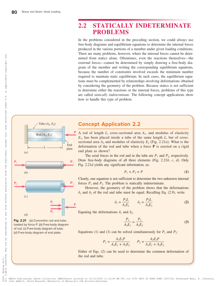Statically Indeterminate Problems: Stress & Strain in Axial Loading
