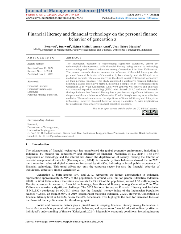 Financial Literacy & Gen Z Finance Behavior