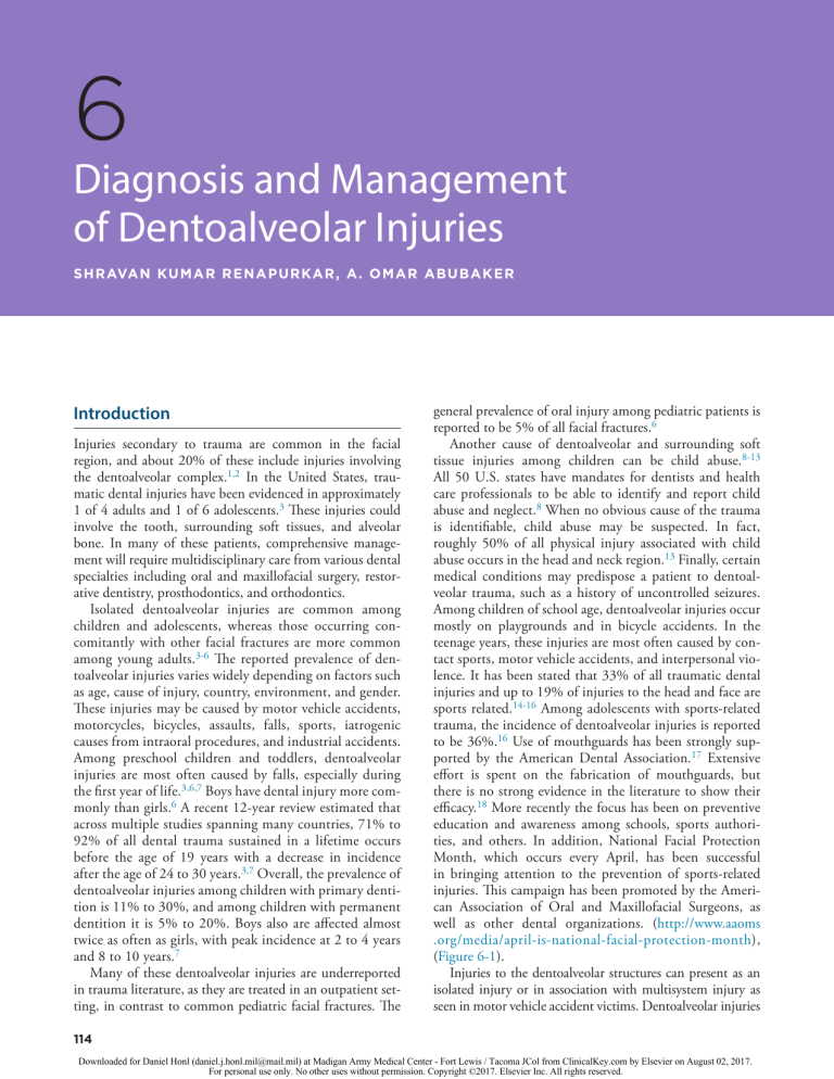 Dentoalveolar Injuries: Diagnosis & Management