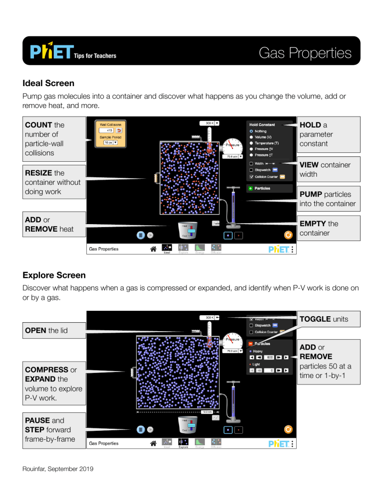 PhET Gas Properties Teacher Tips