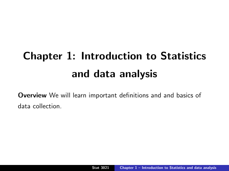 Introduction to Statistics & Data Analysis: Definitions & Methods