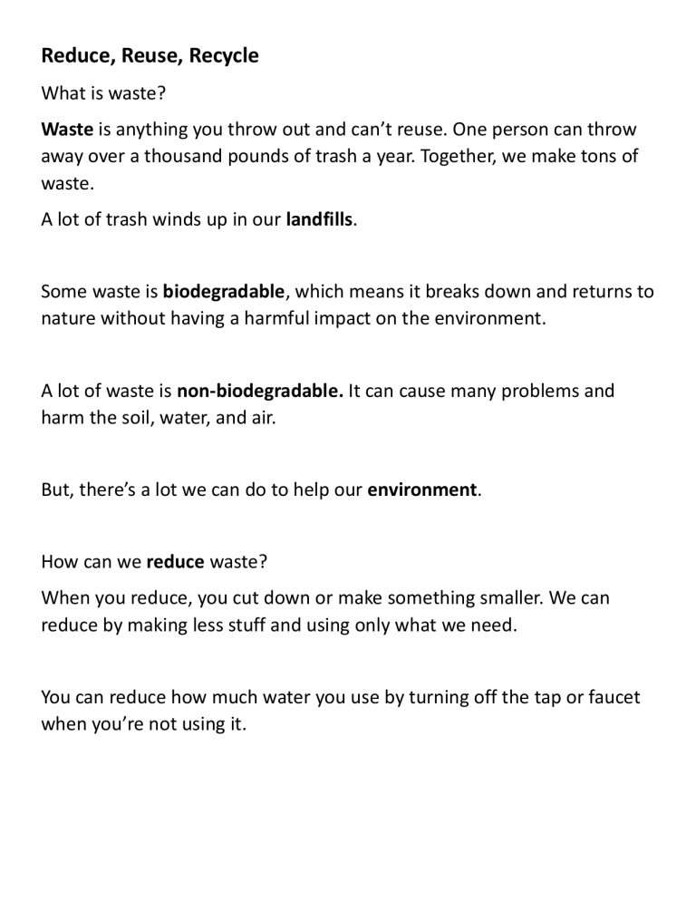 Reduce, Reuse, Recycle: Understanding Waste & Environmental Conservation