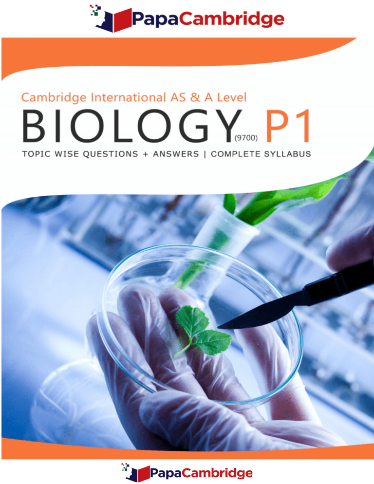 Cambridge AS & A Level Biology P1: Enzymes Topic Questions (9700)