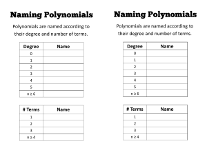 Algebra 2 Polynomials Quiz 1 Review Sheet - Grade 11 Math