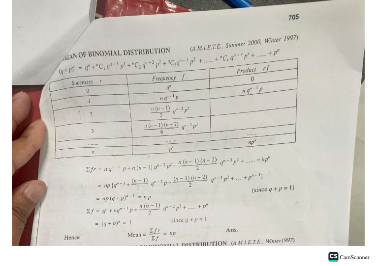 Binomial Distribution Mean Derivation
