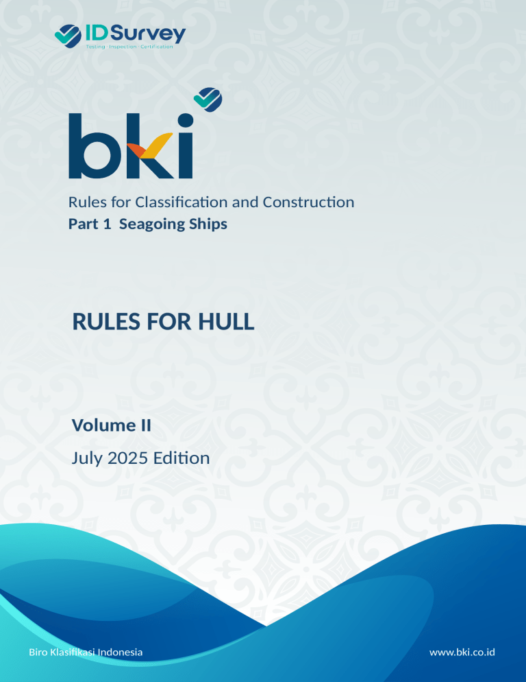 BKI Rules for Hull Volume II: Seagoing Ship Classification & Construction
