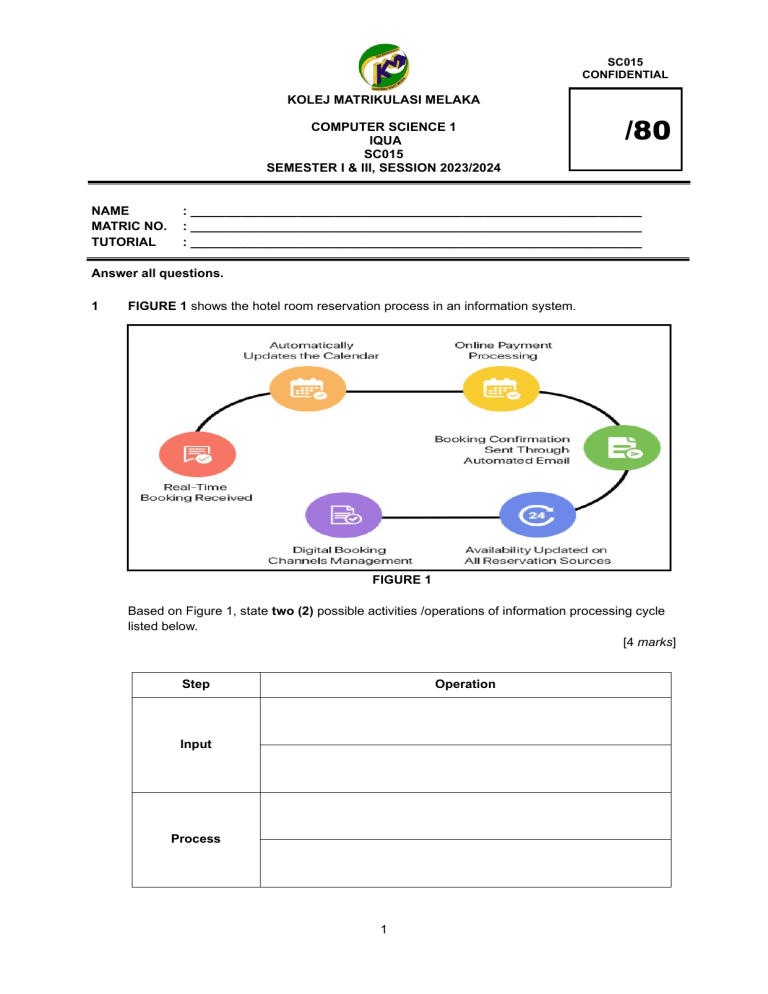 Computer Science 1 Tutorial SC015 - Kolej Matrikulasi Melaka 2023/2024