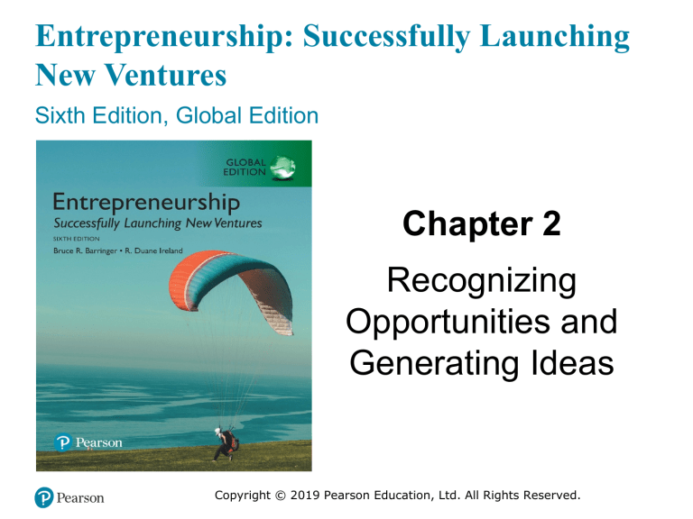 Entrepreneurship: Recognizing Opportunities & Generating Ideas