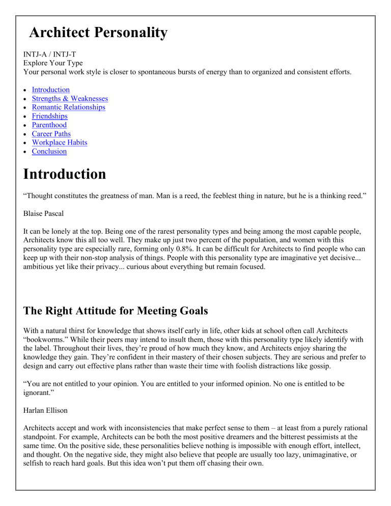 Architect (INTJ) Personality Profile: Strengths & Weaknesses