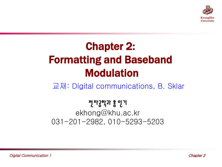Digital Communication: Formatting & Baseband Modulation (Chapter 2)
