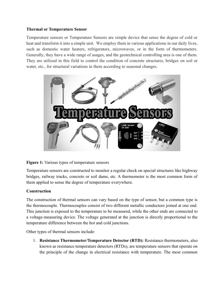 Thermal & Temperature Sensors: Types, Construction & Applications