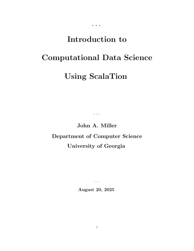 Introduction to Computational Data Science Using ScalaTion Textbook