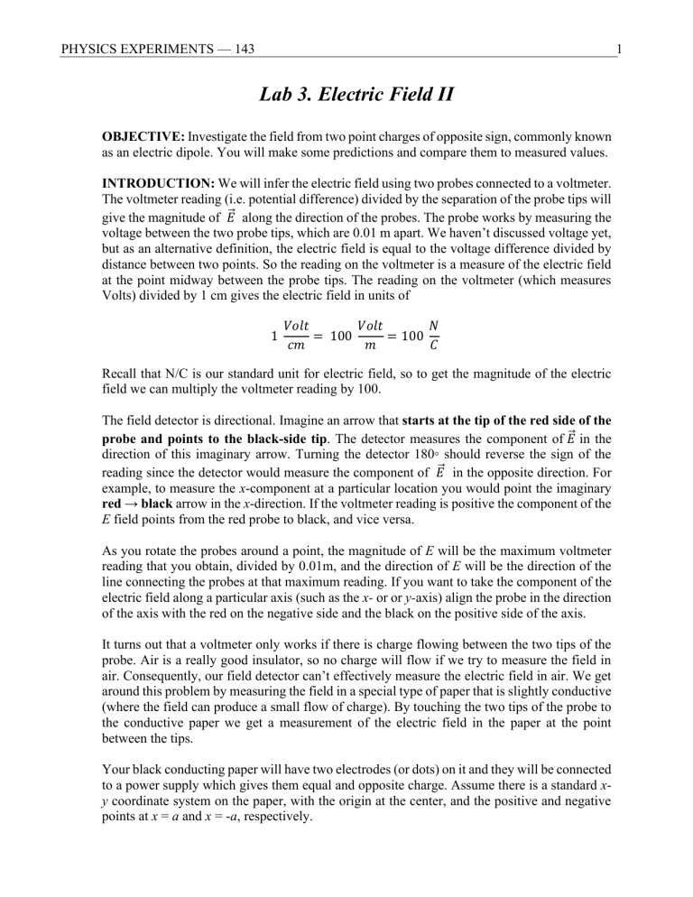 Electric Field Lab Experiment: Dipole Investigation