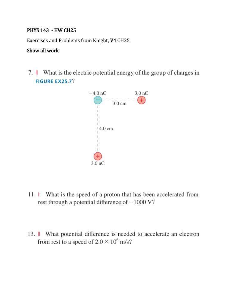 Physics Homework: Electric Potential Energy Problems