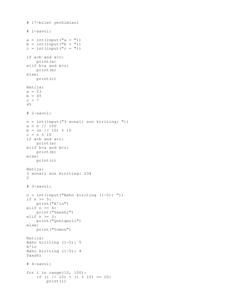 Python Programming Solutions