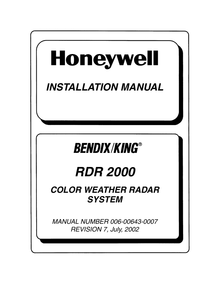 RDR 2000 Weather Radar Installation Manual