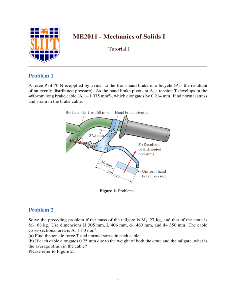 Mechanics of Solids I Tutorial: Stress, Strain & Tension Problems