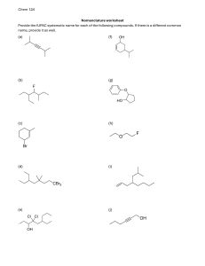 IUPAC Nomenclature Worksheet