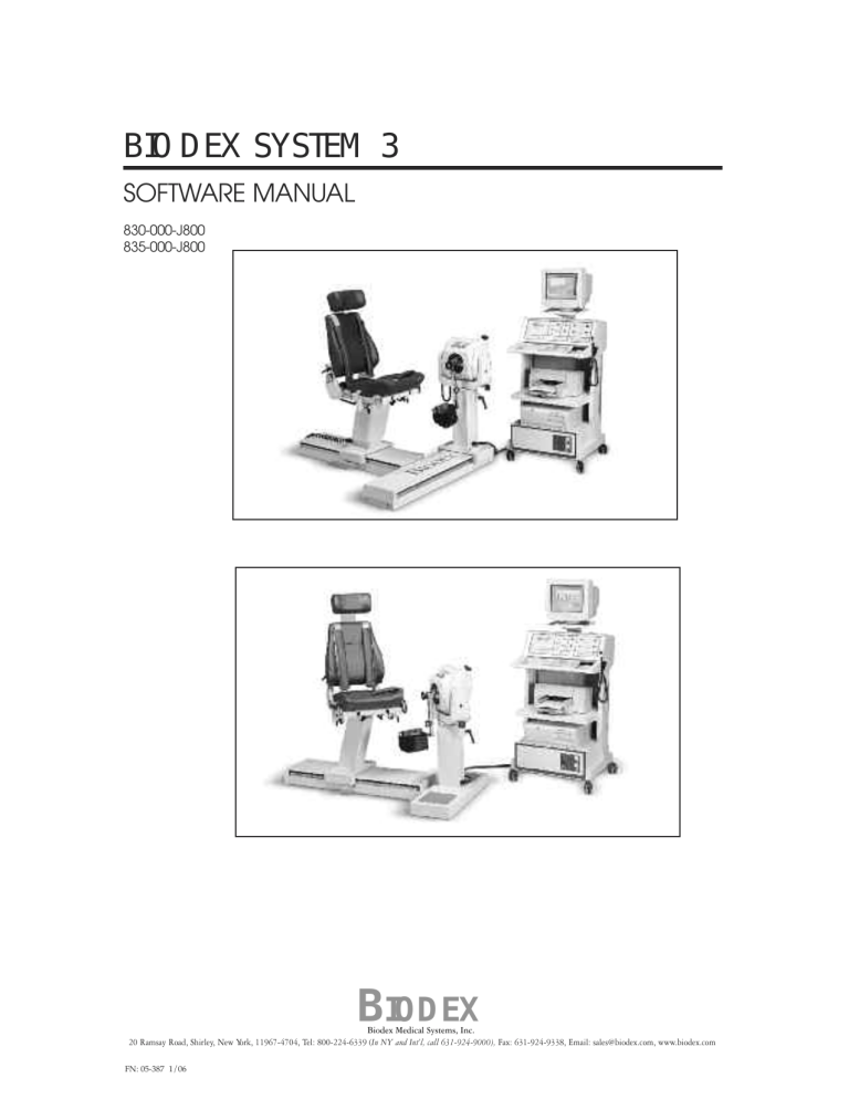 Biodex System 3 Software Manual