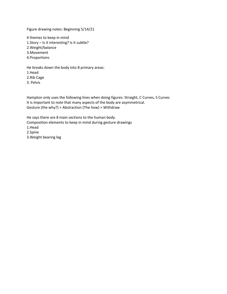Figure Drawing Notes: Body Breakdown, Lines, and Composition