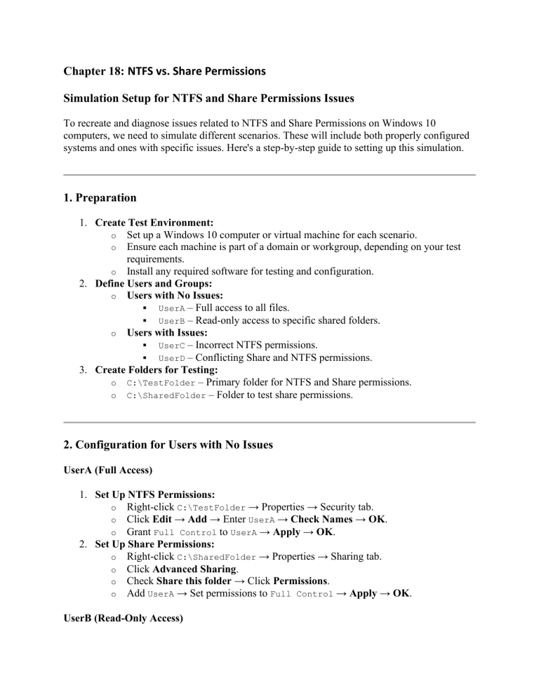 NTFS & Share Permissions Simulation Guide