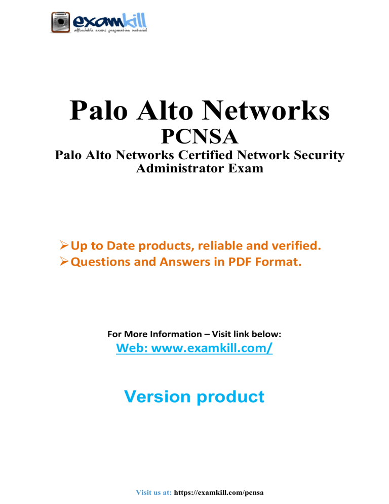 PCNSA Exam Questions & Answers | Palo Alto Networks