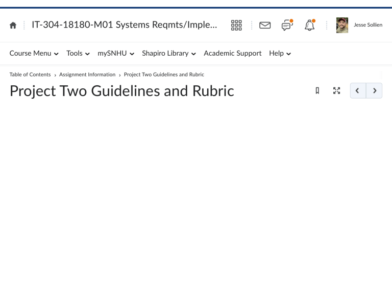 IT 304 Project Two: Systems Implementation Plan Guidelines & Rubric